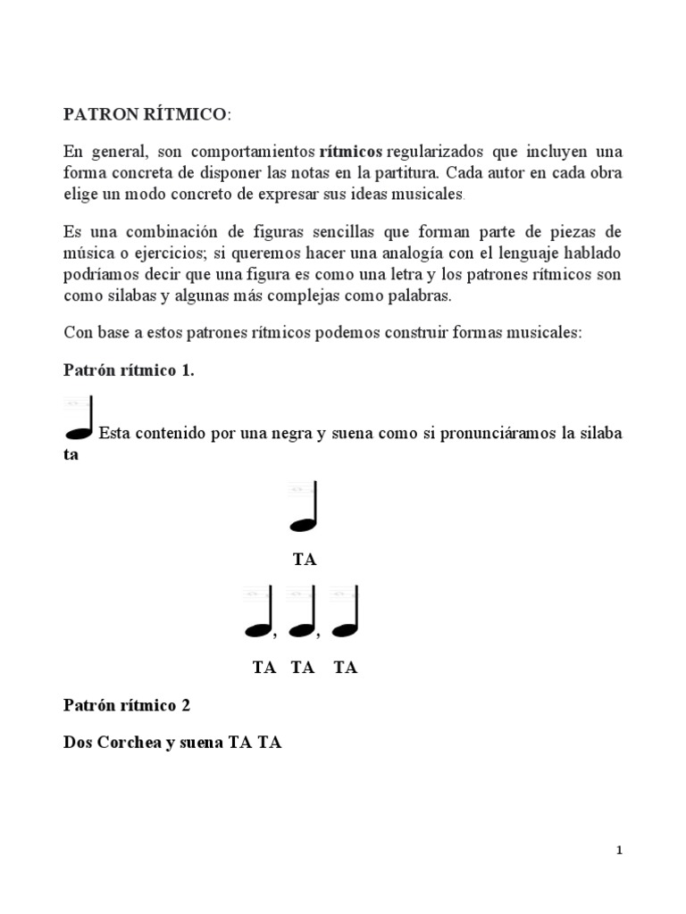 5 Patrones Ritmicos Carta | PDF | Ritmo | Tempo