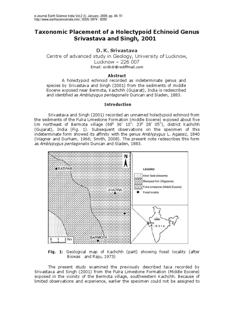 Srivastava 2009 Amblypygus Pentagonalis Pdf Science Geology