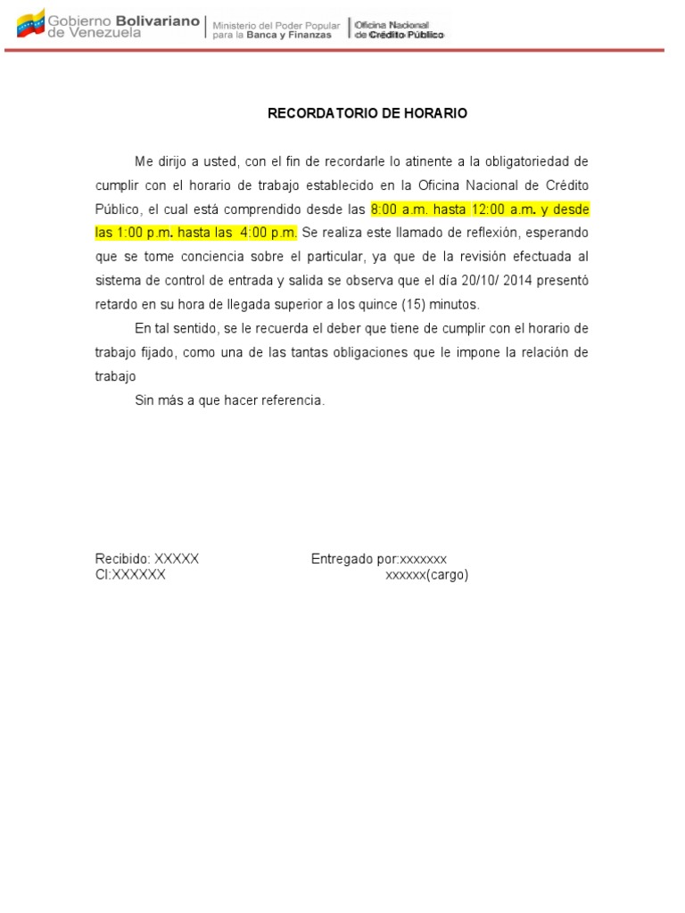 Recordatorio Horario | PDF