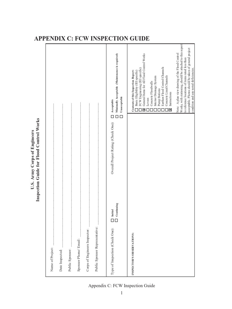 USACE - Dam Inspection Guideline Checklist | PDF | Levee | Flood