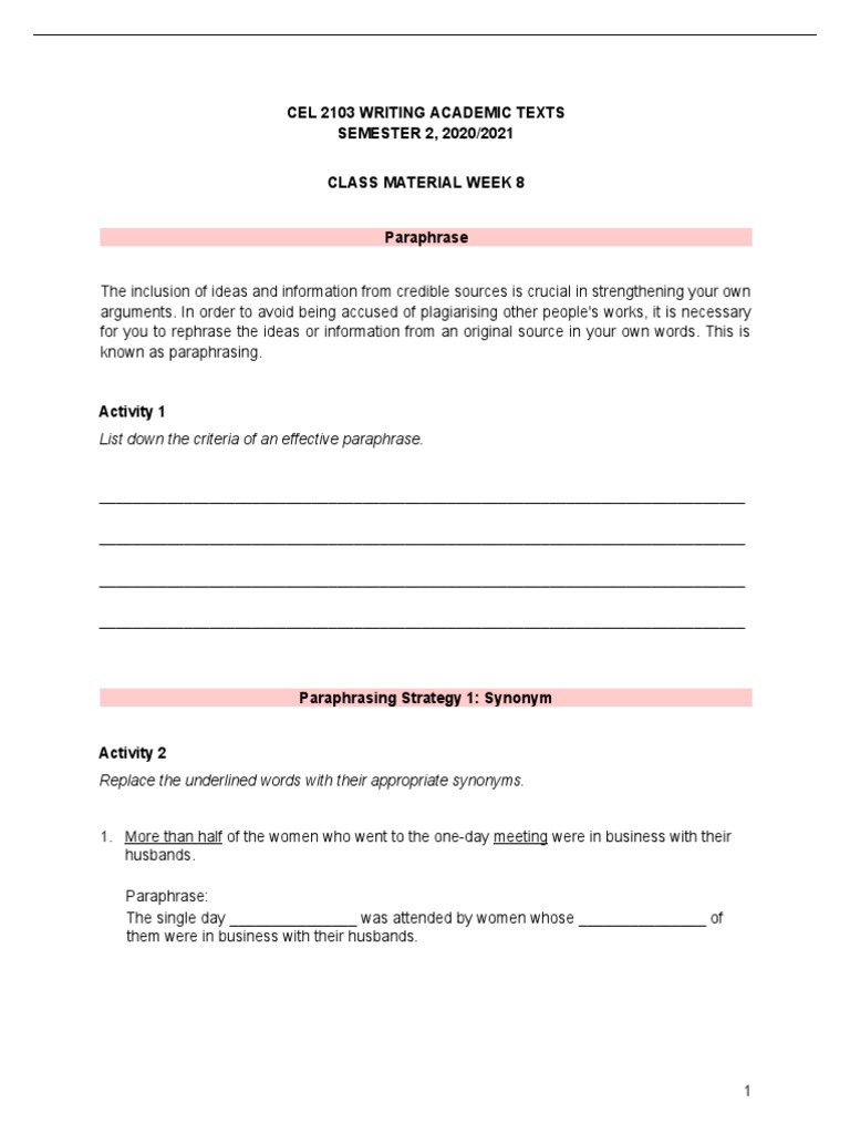 CEL2103 CLASS MATERIAL WEEK 8 - SUPPORTING DETAILS - Student | PDF ...