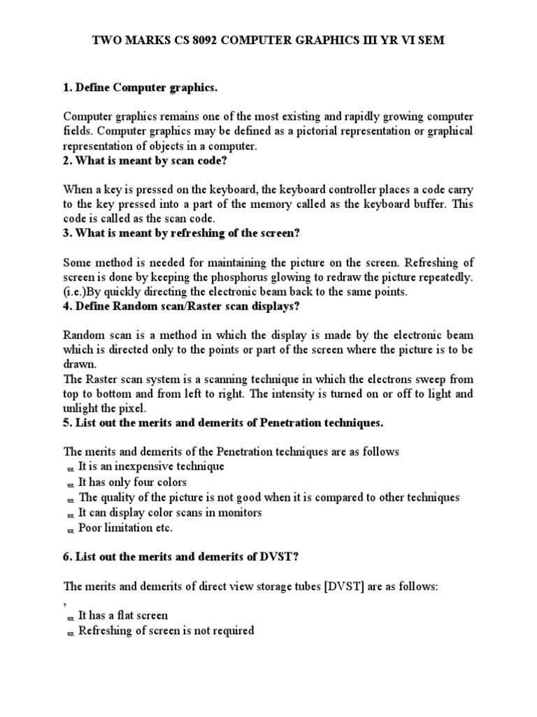Two Marks - Part - 1 | PDF | Spline (Mathematics) | Printer (Computing)