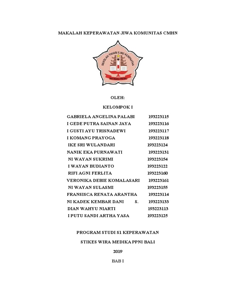 MAKALAH KEPERAWATAN JIWA CMHN Finish | PDF | Pengembangan Diri | Sains & Matematika