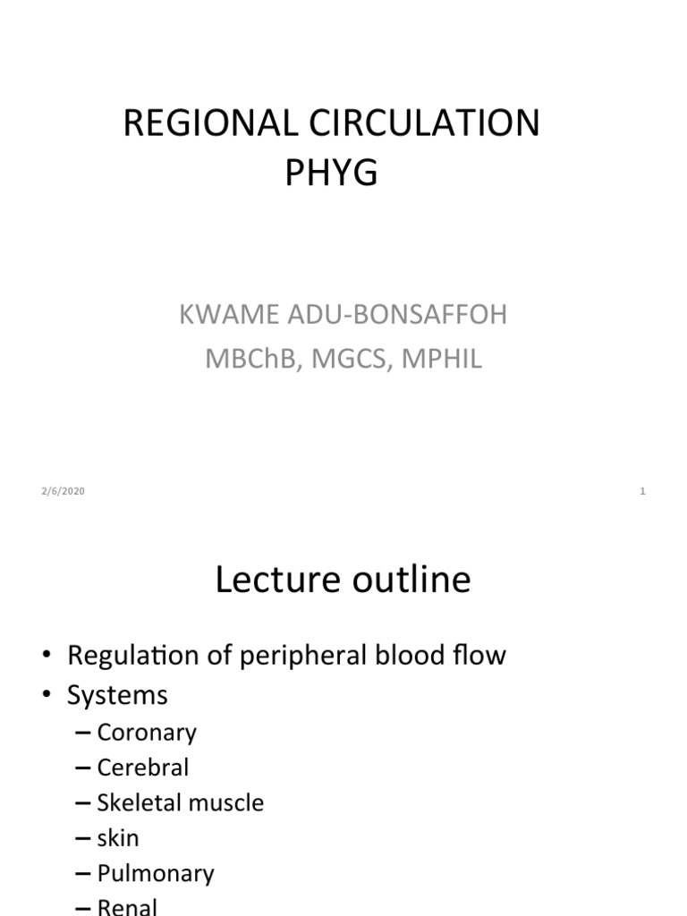 REGIONAL CIRCULATION AND HEMODYNAMICS | PDF | Blood Vessel ...