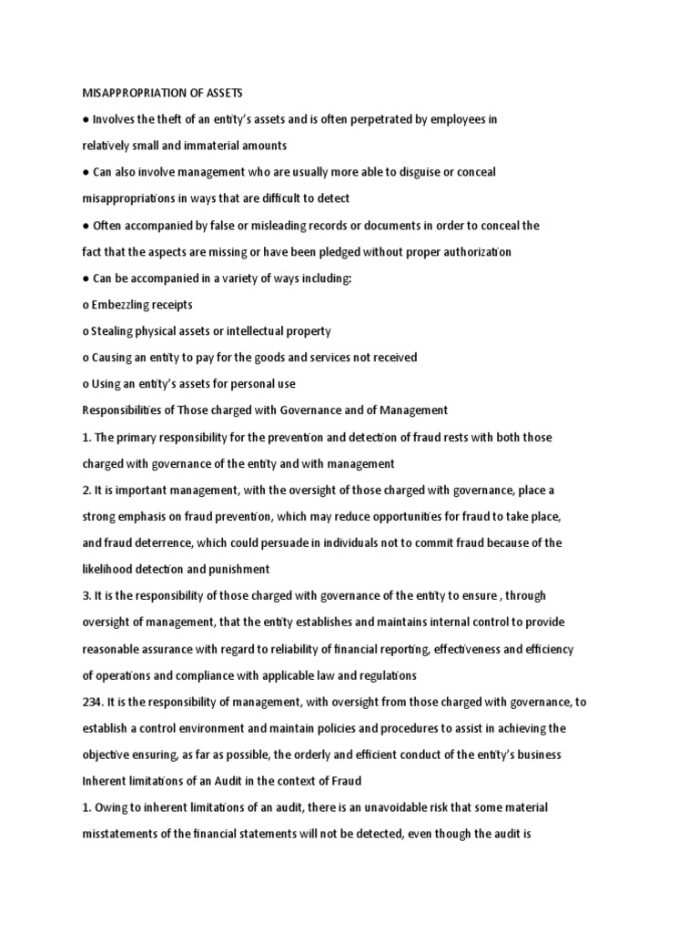 Misappropriation of Assets | PDF | Fraud | Embezzlement