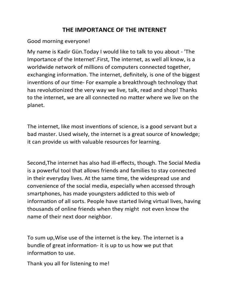 The Importance of The Internet | PDF