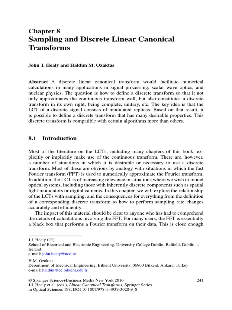Sampling and Discrete Linear Canonical Transforms: John J. Healy and Haldun M. Ozaktas | PDF ...