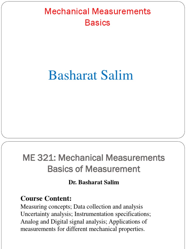 CHP 1 Basics of Measurement (5712) (Autosaved) | PDF | Calibration | Sensor