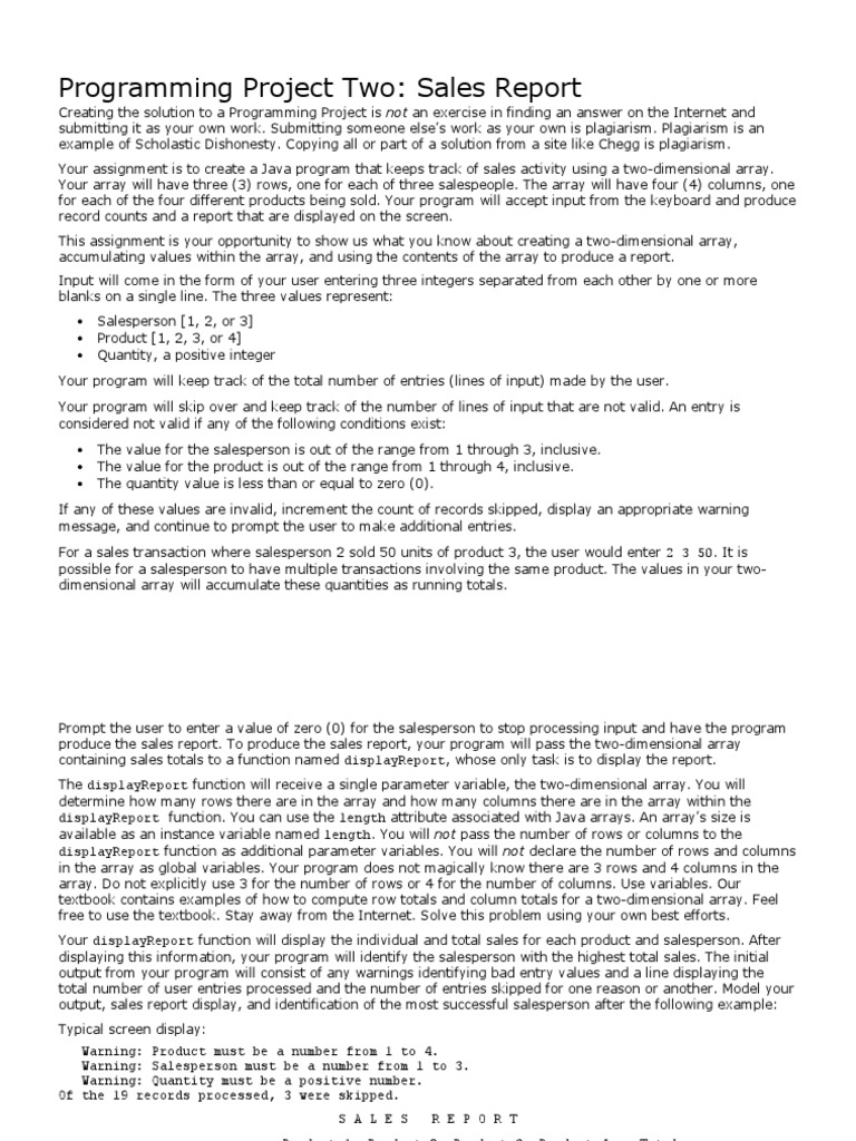 Project Two, Sales Report | PDF | Array Data Structure | Sales