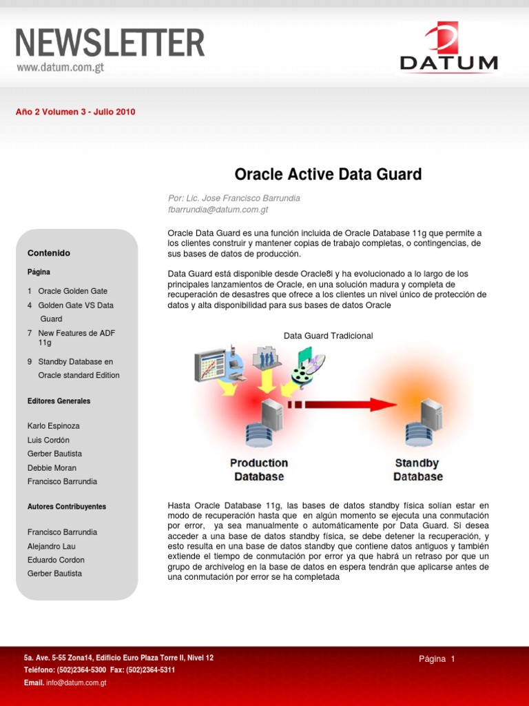 Oracle Active Data Guard Pdf Bases De Datos Teléfonos Móviles