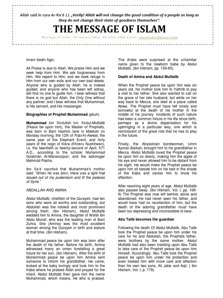 The Message of Islam 4 Part | PDF | Muhammad | Abrahamic Religions