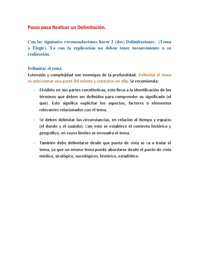 Pasos para Realizar Una Delimitacion | PDF