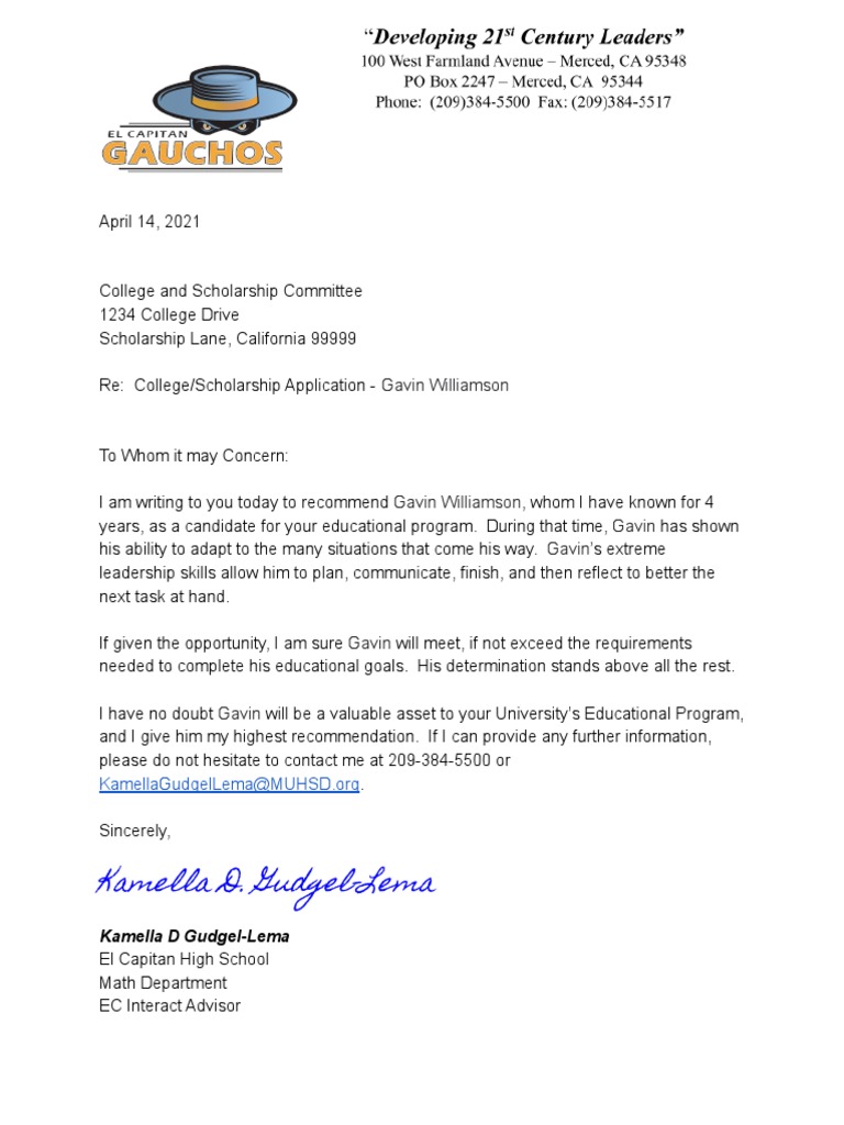 Letter of Rec | PDF