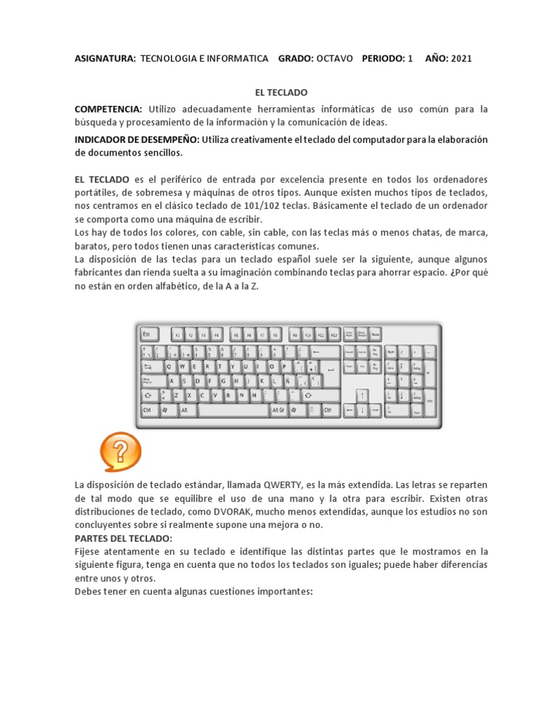 Guia #1 Teclado 8° 2021 | PDF | Teclado | Ventana (informática)