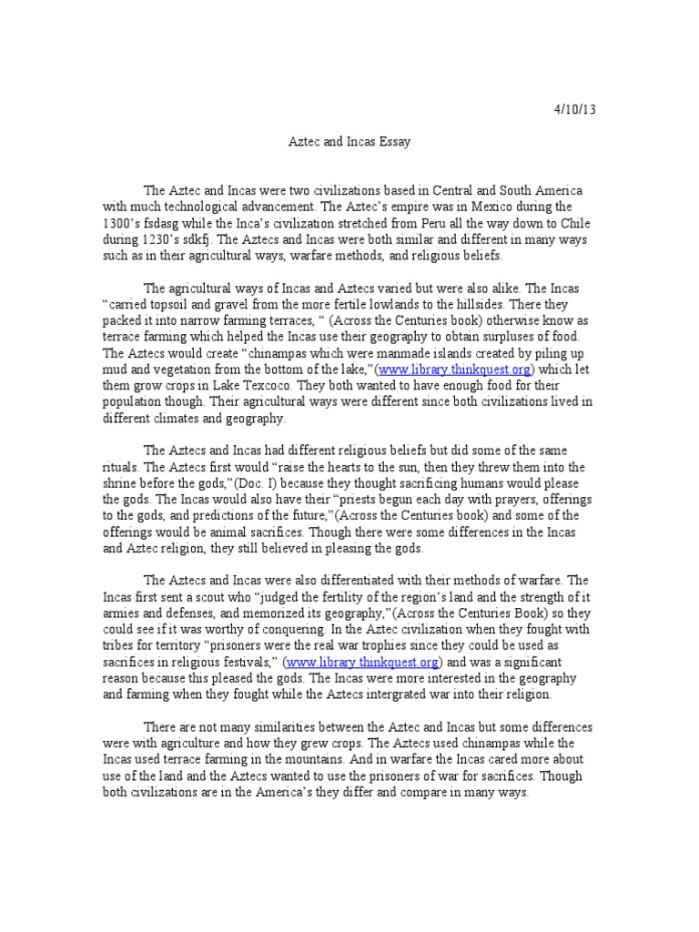 Aztec and Incas Comparison | PDF | Inca Empire | Civilization