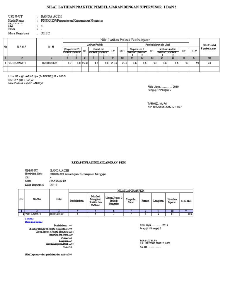 13-Form Rekap Nilai PDGK4209 - PAK TAR | PDF