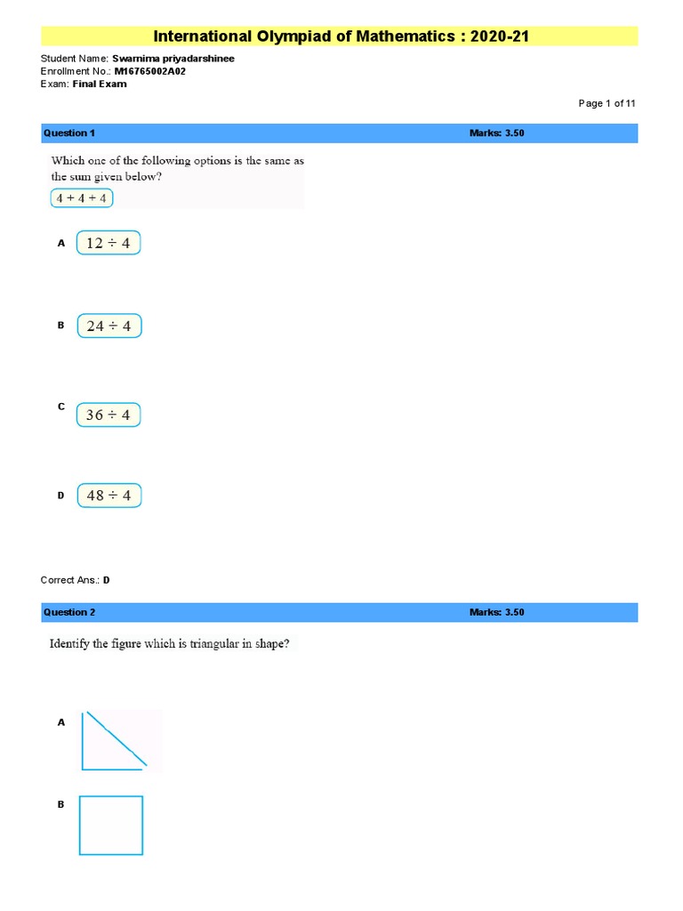 International Olympiad of Mathematics: 2020-21 | PDF | Litre | Notation