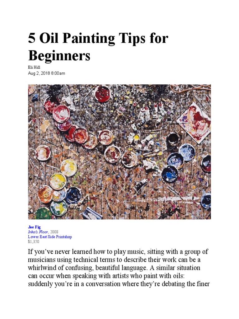5 Oil Painting Tips For Beginners Pdf Oil Painting Visual Arts