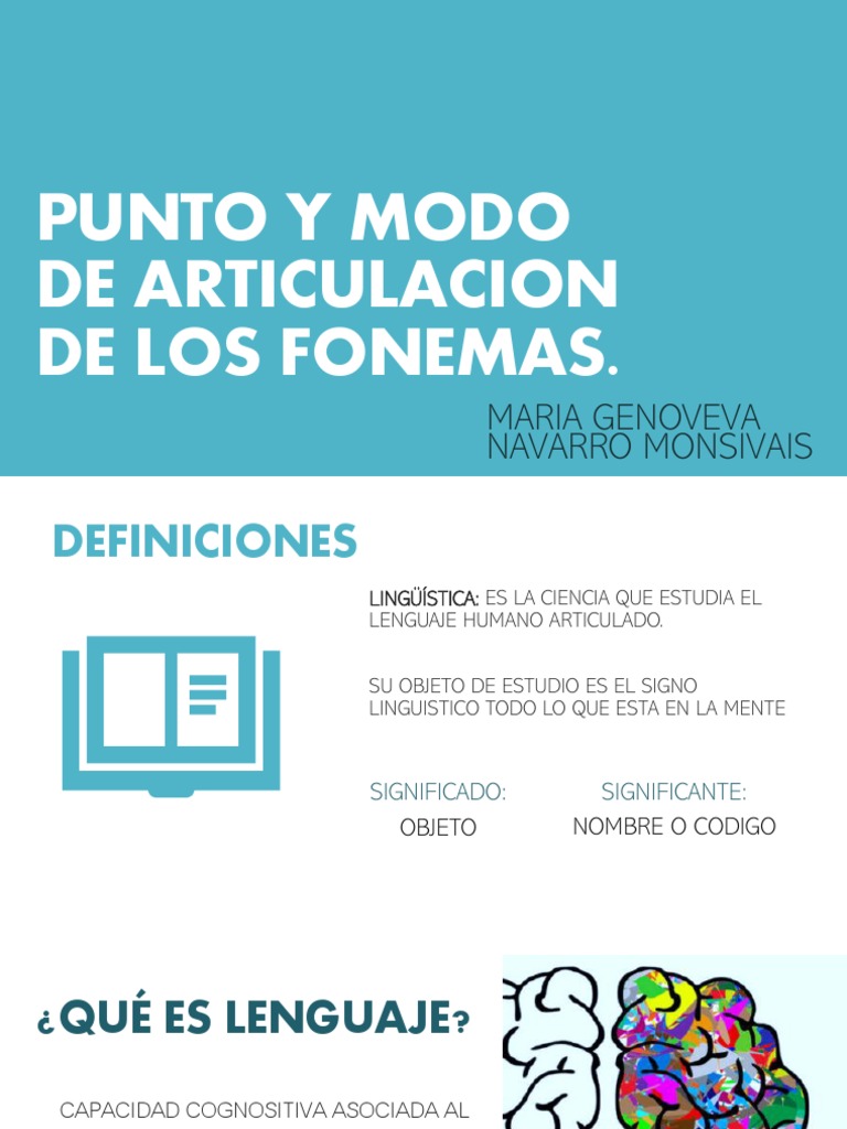 Punto y Modo de Articulación Fonemas | PDF | Habla | Fonética