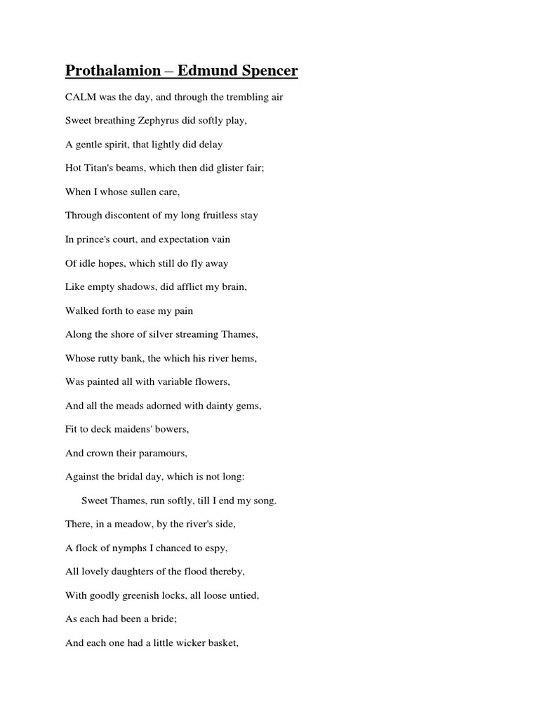 Edmund Spencer's Prothalamion | PDF