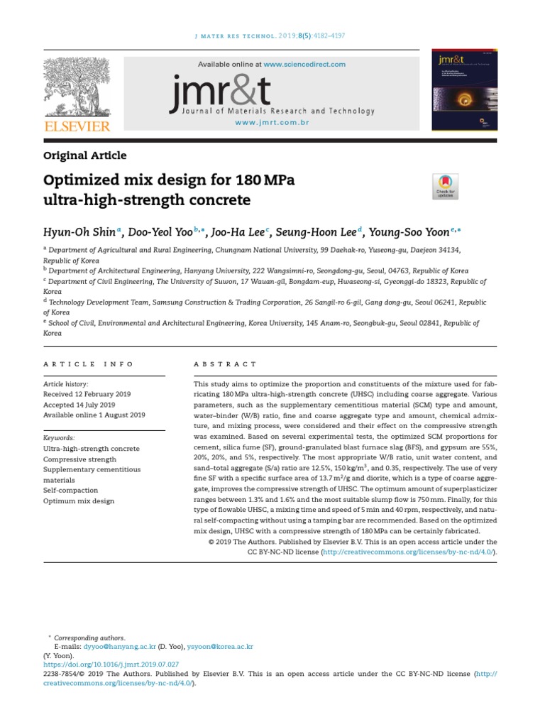 Optimized Mix Design For 180 Mpa Ultra-High-Strength Concrete | PDF ...