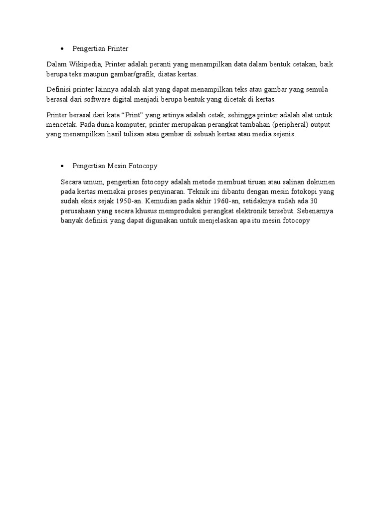 Pengertian dan Definisi Printer | PDF