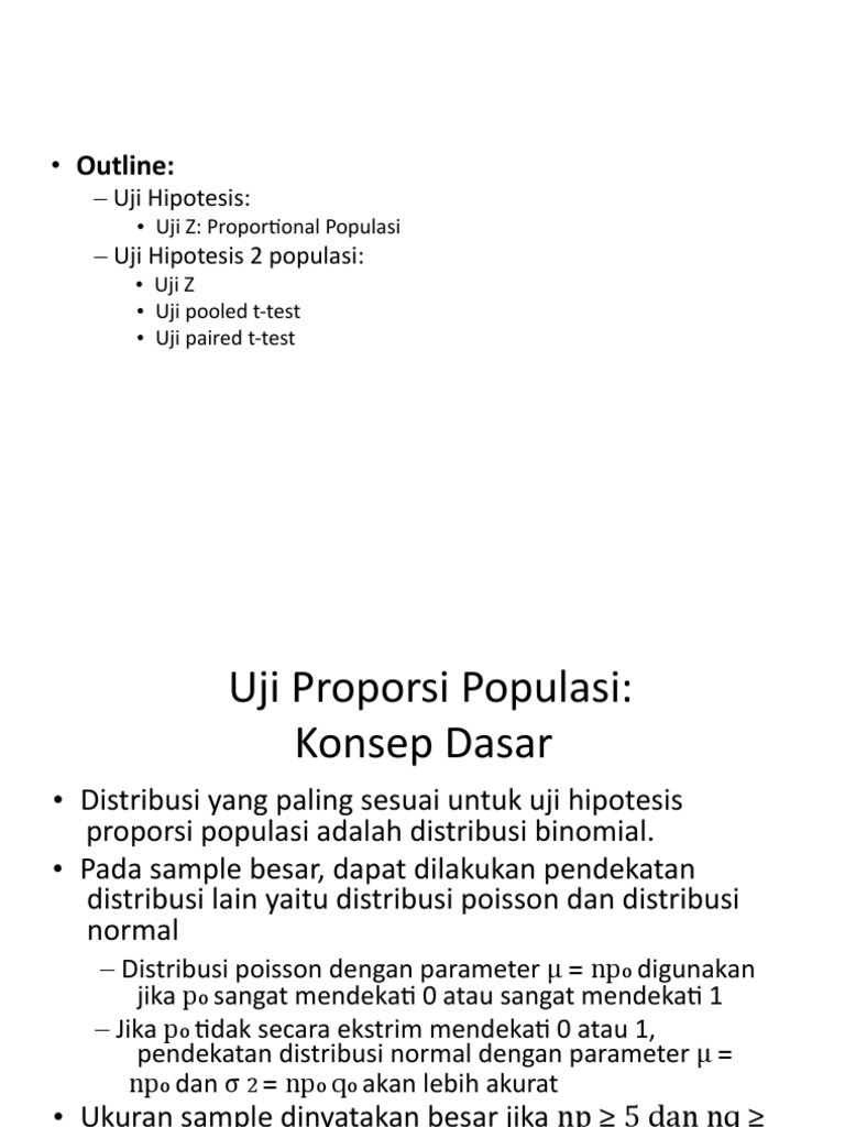 PERTEMUAN 5 - Uji Proporsi Dan 2 Populasi | PDF
