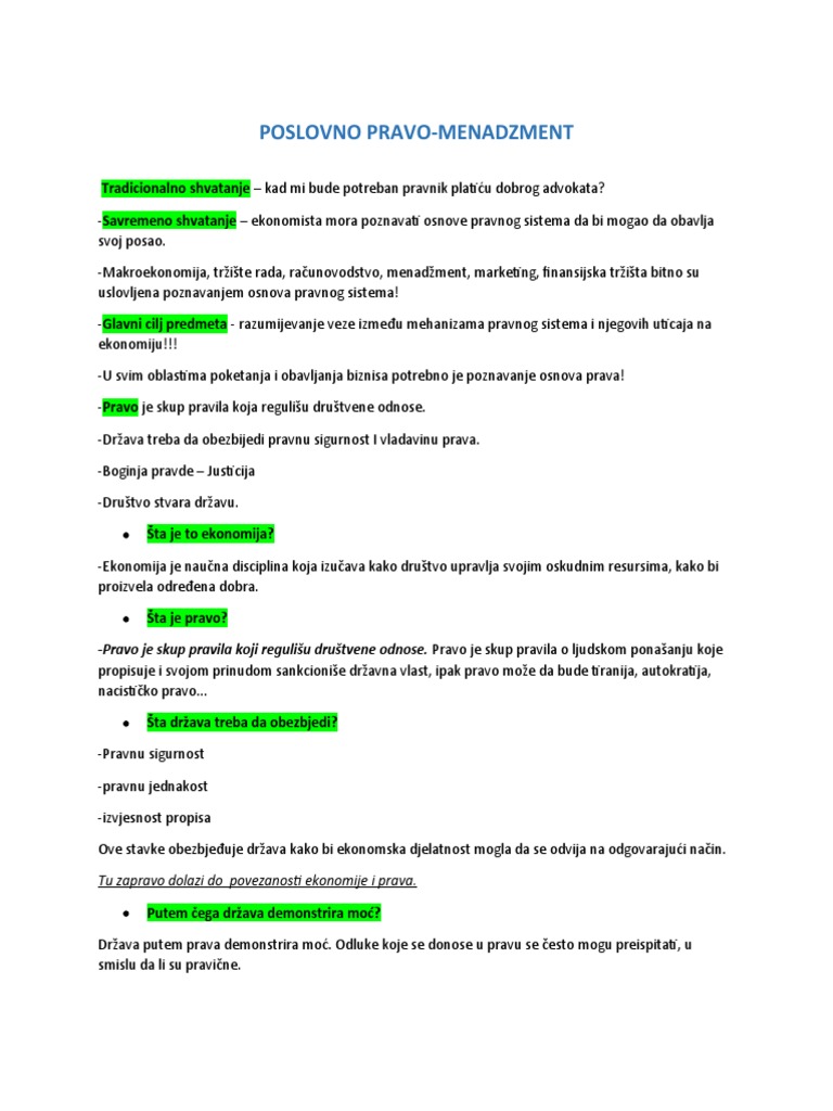 Poslovno Pravo - Menadzment | PDF