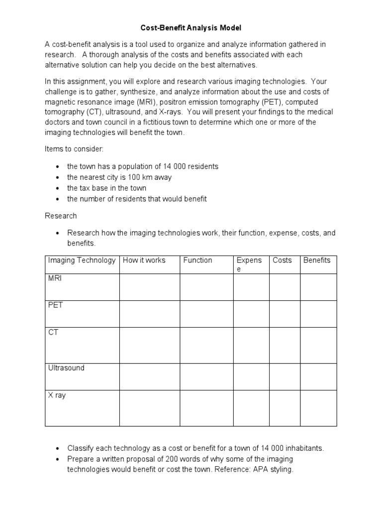 Cost-Benefit Analysis Model | PDF