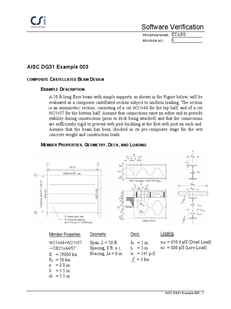 ETABS Composite Beam Design Verification | PDF | Bending | Buckling