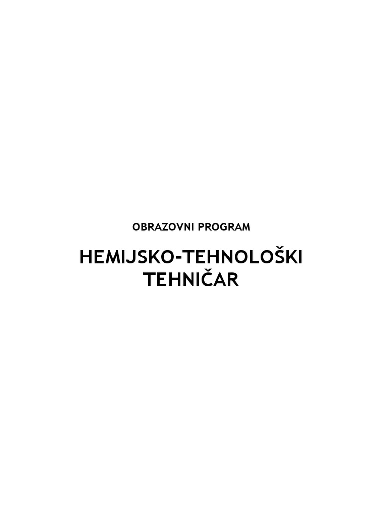 4-11 Hemijsko-Tehnoloski Tehnicar | PDF