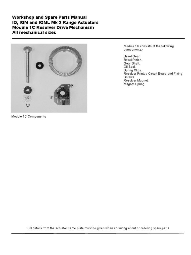Workshop and Spare Parts Manual IQ, IQM and IQML MK 2 Range Actuators ...