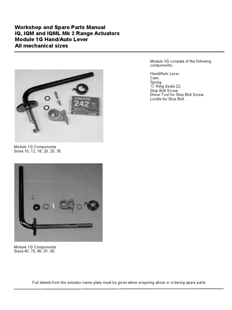 Workshop and Spare Parts Manual IQ, IQM and IQML MK 2 Range Actuators ...