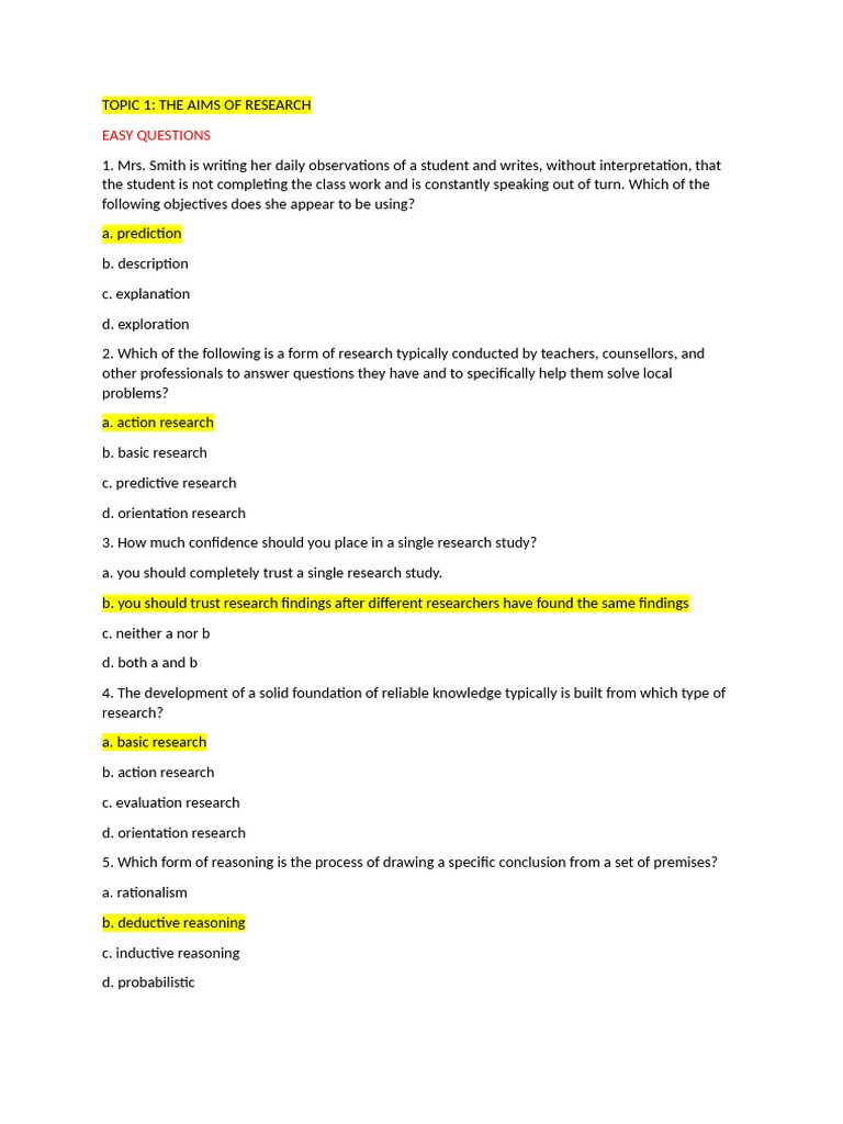 Easy Questions | PDF | Validity (Statistics) | Statistical Hypothesis ...