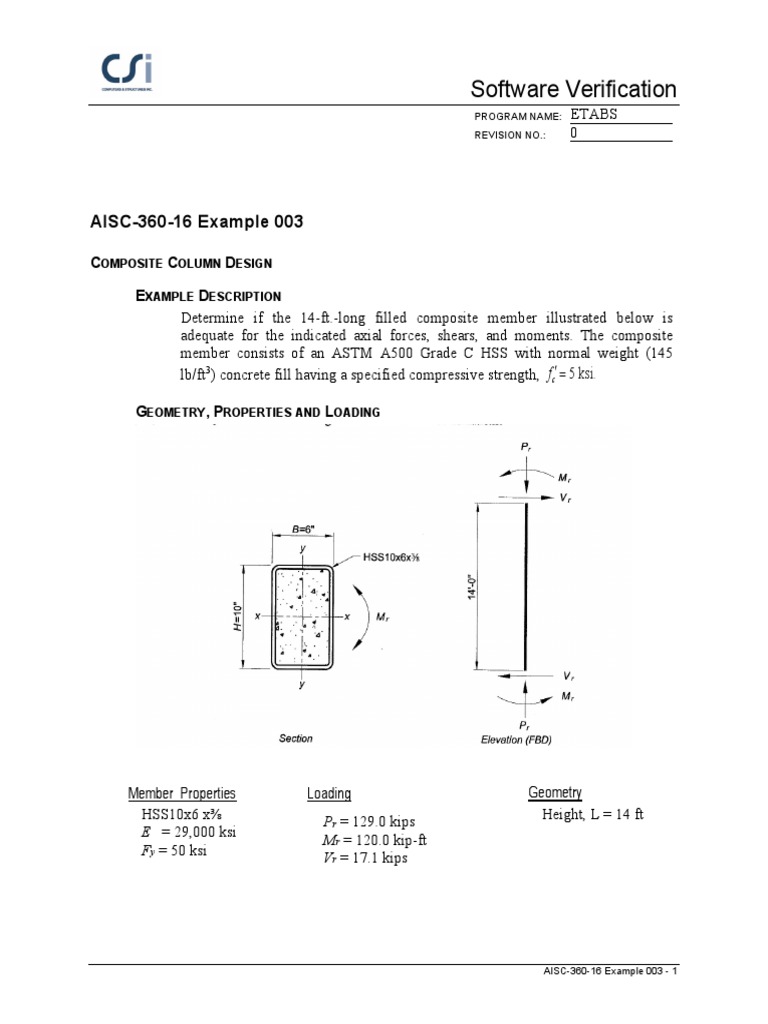Software Verification: AISC-360-16 Example 003 | PDF | Mechanical ...