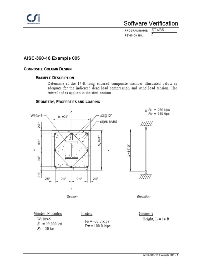 Software Verification: AISC-360-16 Example 005 | PDF | Concrete ...