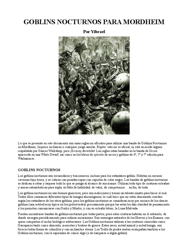Goblins Nocturnos Mordheim | PDF | Duendes | Troll