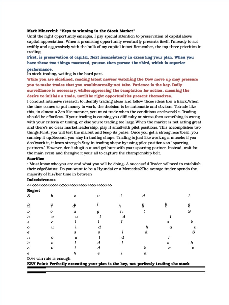 Pdf Mark Minervini Webinar Notes Compress Pdf