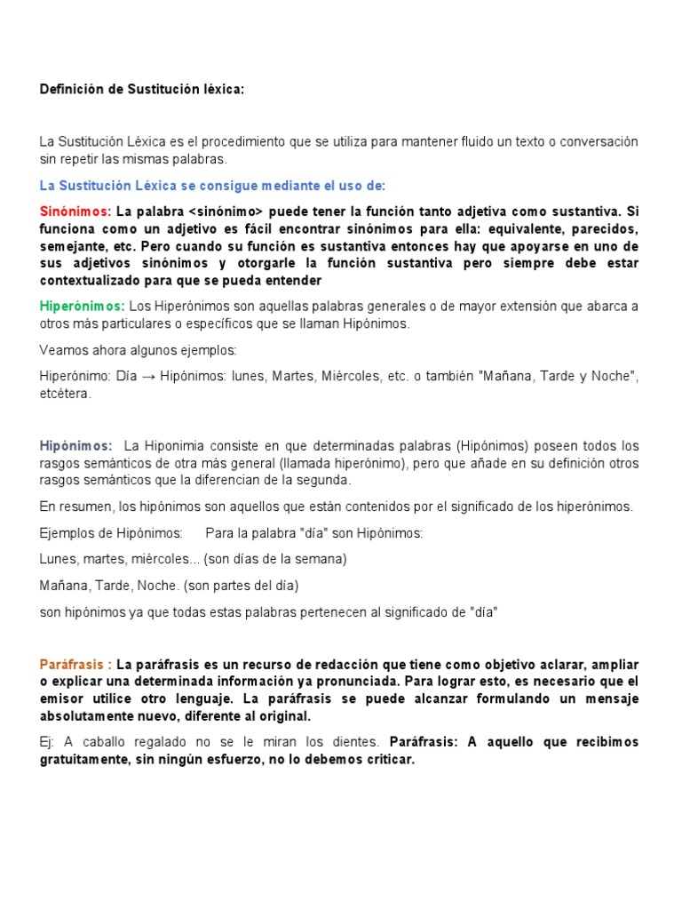 Definición de Sustitución Léxica | PDF