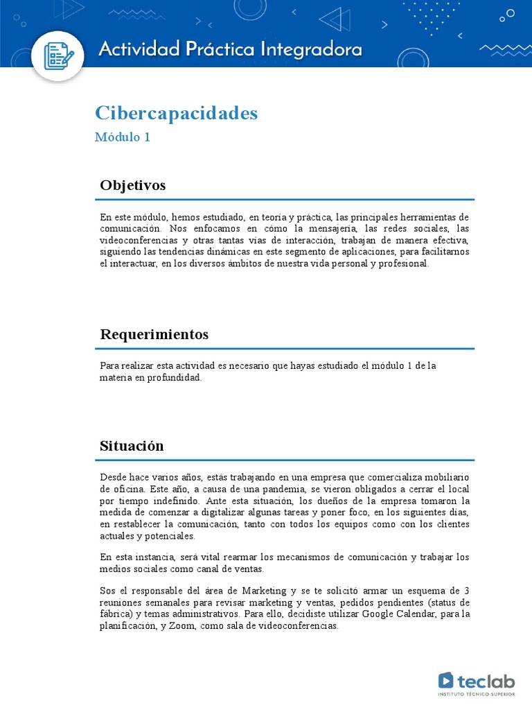 Cibercapacidades Actividad Práctica 1 (AP1) | PDF | Facebook | Empresas
