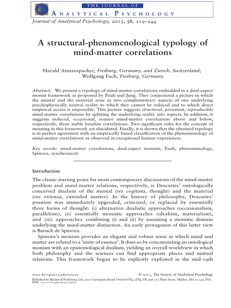 A Structural-Phenomenological Typology of Mind-Matter Correlations ...