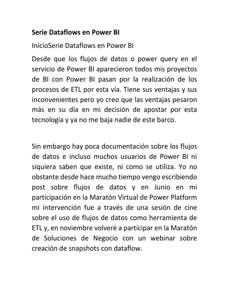 Serie Dataflows en Power BI | PDF | Blog | Informática
