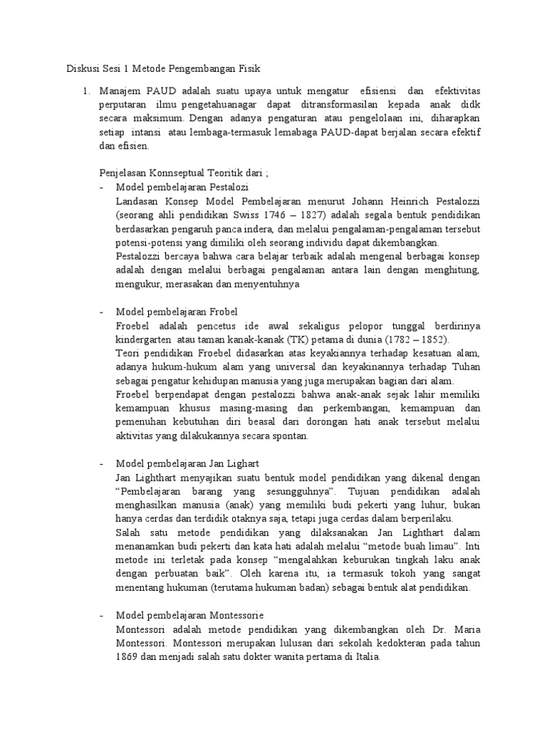 Diskusi Sesi 1 Metode Pengembangan Fisik | PDF