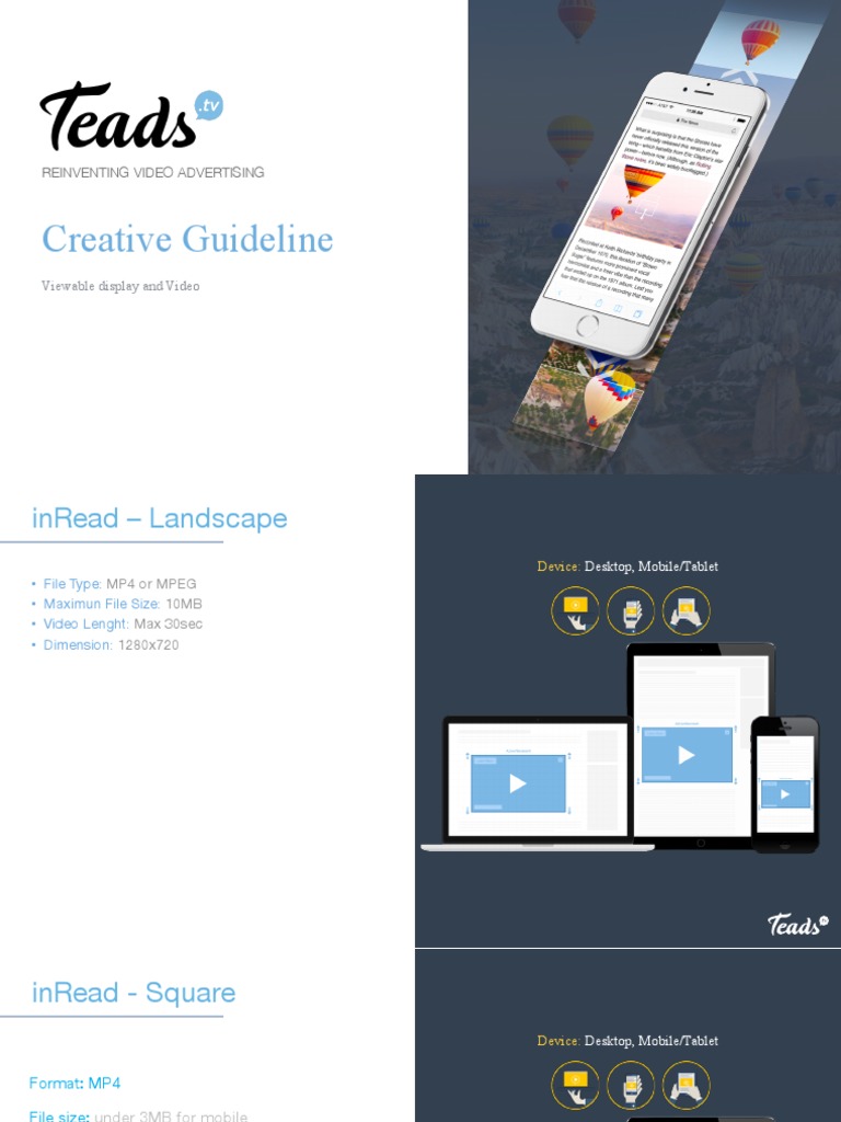 Teads All Formats Specs 11.08.17 | PDF | Adobe Photoshop | Video