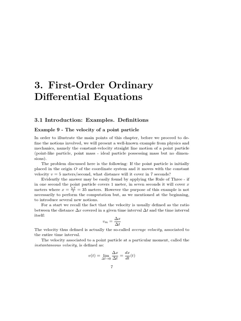 First-Order Ordinary Differential Equations: 3.1 Introduction: Examples ...