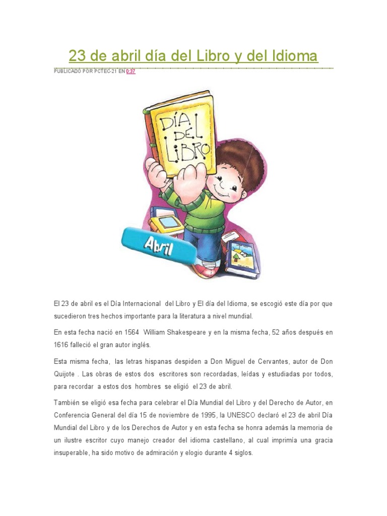 23 de Abril Día Del Libro y Del Idioma | PDF | Clásicos