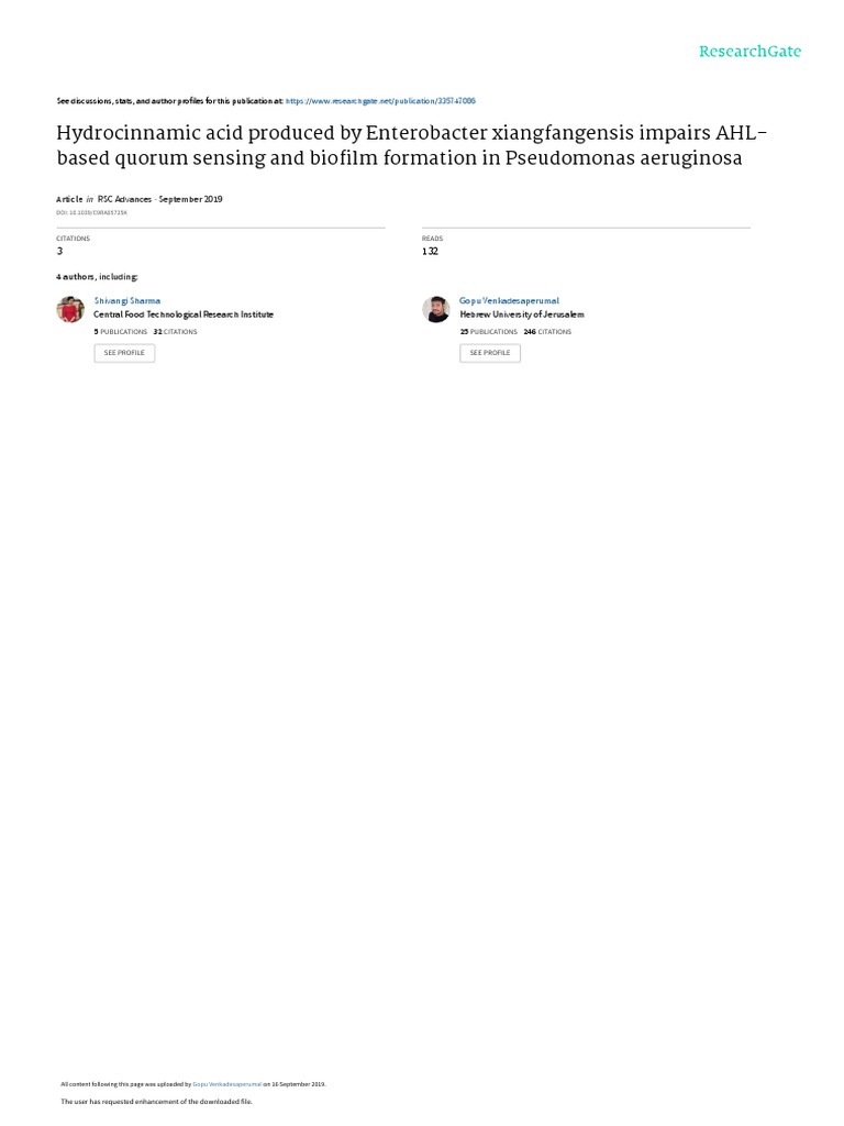 RSC Hydrocin Namic Acid | PDF | Biofilm | Pseudomonas Aeruginosa