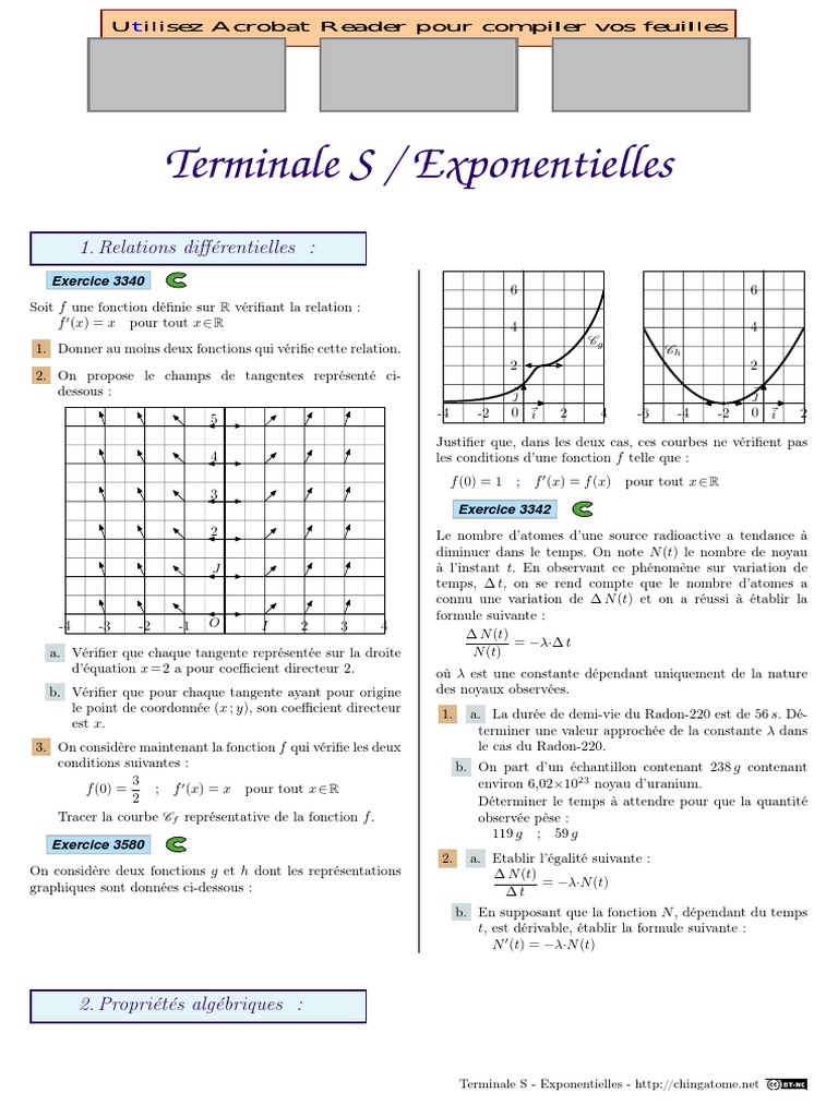 Tableau de signe exponentielle | PDF | Limite (mathématiques ...