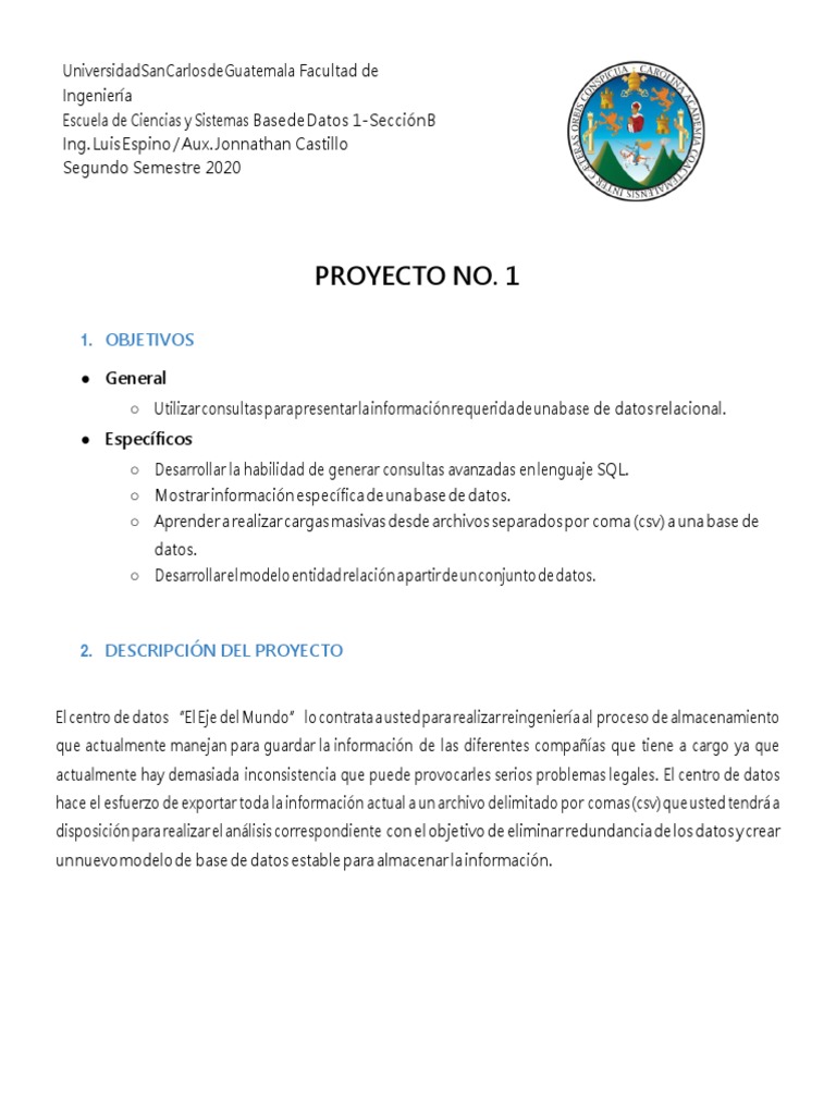 (BD1) EnunciadoProyecto1 | PDF | SQL | Bases de datos