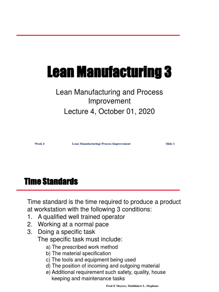 Understanding Time Standards and Lean Manufacturing Processes Through ...
